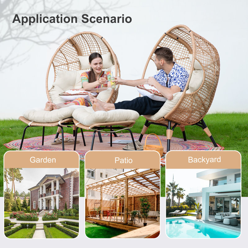 Bayou Breeze Outdoor Indoor 2 Person Egg Chair with Legs and Footrest Reviews Wayfair Canada